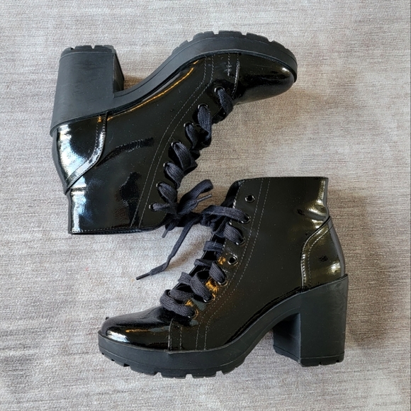 Mix No. 6 | Shoes | Mix No 6 Platform Shiny Black Dr Martens Inspired ...